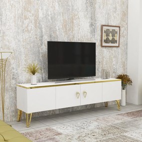 LARISA TV stolek na nožičkách, bílá / zlatá