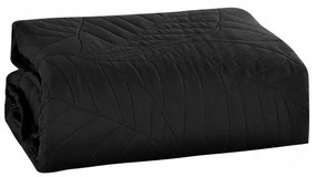 Černý přehoz na postel se vzorem LEAVES Rozměr: 220 x 240 cm