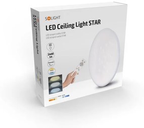 SOLIGHT LED stropní světlo Star, kulaté, 24W, 2400lm, dálkové ovládání, 37cm