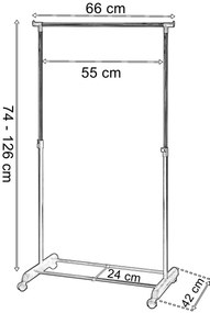 Pojízdný stojan na oděvy Ida 66 cm bílý