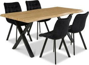 Vikio Jídelní set pro 4 osoby 160x90 cm dub noha X černá židle VJS236-4C-S