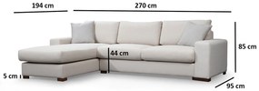 Designová rohová sedačka Bellona 270 cm béžová - levá