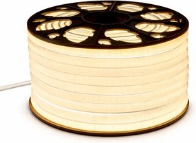 Easy Fix LED Neon hadice venkovní, 50 m, D-TYP jednostranný, teple bílá, 3000 diod, bílý kabel, IP44, cívka