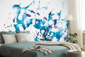 Samolepící tapeta modrý akvarel v abstraktním provedení - 225x150 cm