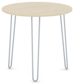 Kulatý jídelní stůl SPIDER, průměr 800 mm, šedo-stříbrná podnož, deska dub přírodní