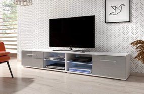 VIVALDI Televizní stolek MOON 200 bílá/šedý lesk s LED osvětlením