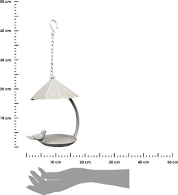 Závěsné krmítko s dekorativním ptáčkem BIRDY 43 cm bílé