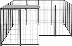 Psí kotec černý 6,05 m² ocel 3082205