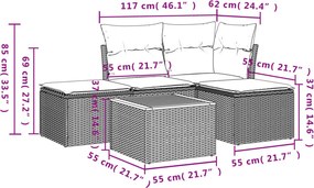 5dílná zahradní sedací souprava s poduškami béžová polyratan 3223587