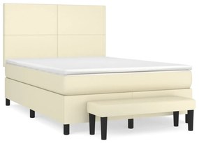 vidaXL Box spring postel s matrací krémová 140x200 cm umělá kůže