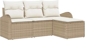 Set pohovek 4 ks Béžová a bílá polyratan 3354660