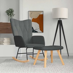 Houpací křeslo se stoličkou tmavě šedé textil 327623