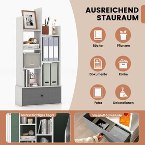 Costway 7patrová otevřená knihovna se zásuvkou – 53 × 24 × 118 cm