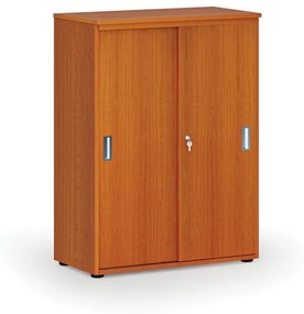 Kancelářská skříň se zasouvacími dveřmi PRIMO WOOD, 1087 x 800 x 420 mm, třešeň
