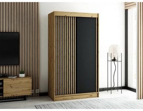 Moderní posuvná skříň Tigori 120 cm, Úložný prostor: ano, Barva: dub artisan / černý mat + dub artisan