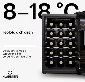 Klarstein Silent Vino 15 Uno, vinotéka, 39 l/15 lahví, 5-18 °C, dotykový displej