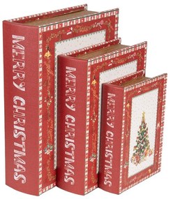 3ks úložný box ve tvaru knihy Merry Christmas - 27*22*7 / 22*17*6 / 17*12*4 cm