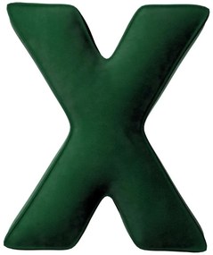 OnaDnes -20% Yellow Tipi Tmavě zelený sametový polštář písmeno X 40 cm