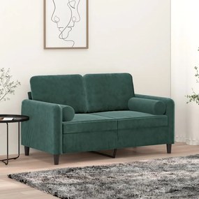 2místná pohovka s polštáři tmavě zelená 120 cm samet 3200873