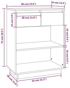 Konzolová skříňka Trends - 60x34x75 cm | šedá