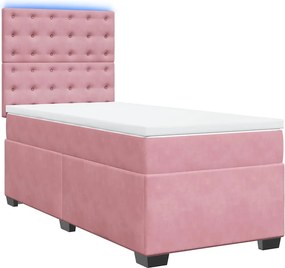 Box spring postel s matrací růžová 100x200 cm samet 3293151