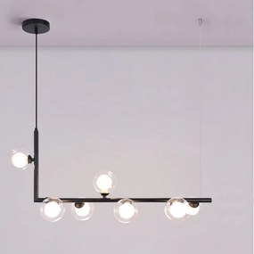 Toolight - Kovová průmyslová skleněná stropní lampa APP755-6CP, černá, OSW-03988