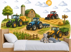 Traktory na farmě samolepky na zeď za postel arch 75 x 40 cm