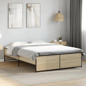 Rám postele dub sonoma 120 x 190 cm kompozitní dřevo a kov 3279908