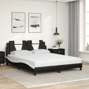 Postel Viana s matrací černá a bílá 160 x 200 cm umělá kůže 3208808