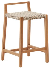 OnaDnes -20% Teaková zahradní barová židle Kave Home Giverola 67,5 cm s výpletem
