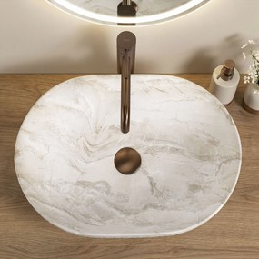 Rea Oktawia Kallisto, umyvadlo na desku 500x355x130 mm, imitace kamene, REA-U3528