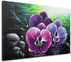 Gario Ručně malovaný obraz Orchidea u potoka Rozměry: 120 x 80 cm