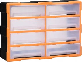 Organizéry S 12 Zásuvkami 2 Ks 26,5 X 16 X 26 Cm oranžová a černá 8 zásuv
