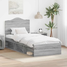 Rám postele s čelo Šedá Sonoma 75 x 190 cm Masivní borové dřevo 3413376