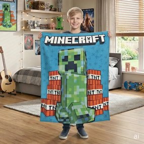 Fleecová deka Minecraft - motiv Creeper &amp; TNT - 100x140 cm
