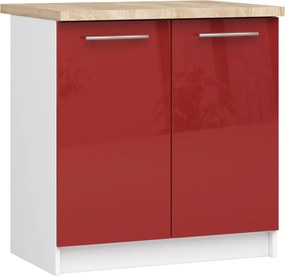 Kuchyňská skříňka Olivia S80 2D bílá/červený lesk
