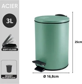 SPIRELLA Pedálový odpadkový koš ADELAR matná černá / Ocel / 3 l