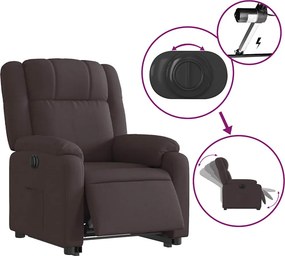 Elektrické zvedací polohovací křeslo tmavě hnědé textil 3205231