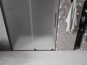 Mexen Velar, posuvné sprchové dveře do otvoru 130 cm, 8mm sklo námraza, černá matná, 871-130-000-31-70