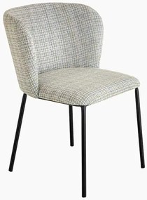 Designová jídelní židle Cholet modrá károvaná bouclé