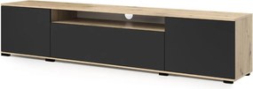 TV komoda 200 Logan na nízkých nožkách – dub artisan/černý mat
