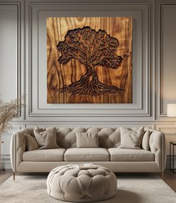 Obraz na plátně - Strom života Zenith, dřevo styl FeelHappy.cz Velikost obrazu: 100 x 100 cm