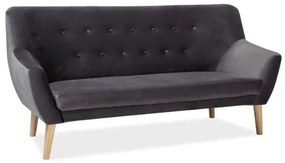Pohovka Nordic III Velvet, šedá / přírodní dřevo