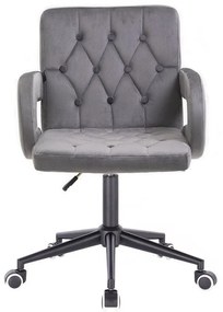 LuxuryForm Židle  BOSTON VELUR na černé podstavě s kolečky - šedá
