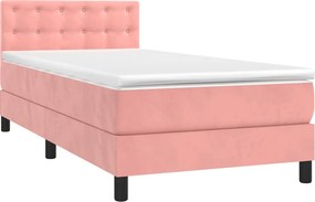Box spring postel s matrací růžová 80 x 200 cm samet 3141514