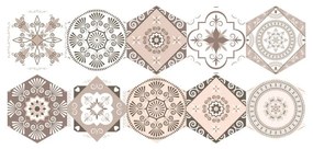 Sada 10 samolepek na podlahu Ambiance Floor Stickers Hexagons Cornalina, 40 x 90 cm