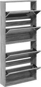 Botník se zrcadlem 4patrový šedý sonoma 63 x 17 x 134 cm 3228278