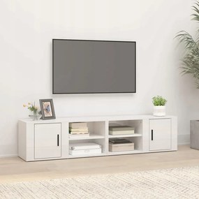 Tv Skříňka 80 X 31,5 X 36 Cm Kompozitní Dřevo Bílá s vysokým leskem 2