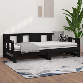 Výsuvná postel černá masivní borovice 2x (90 x 190) cm,  820296