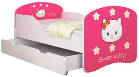 Dětská postel - Sladká Kitty 2 + jméno 140x70 cm + šuplík